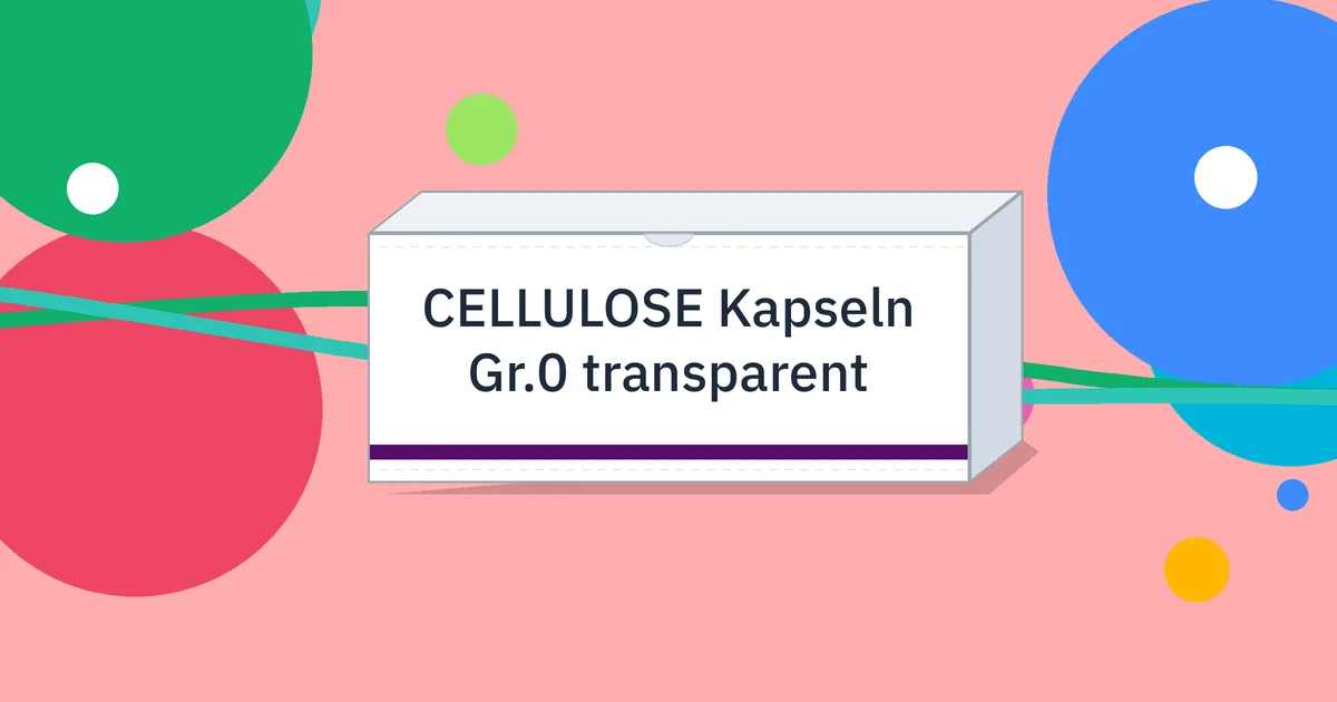 Symbolbild: Packung mit der Aufschrift CELLULOSE Kapseln Gr.0 transparent (PZN 18770632) – Verfügbarkeit und Bezug in Apotheken in Frankfurt am Main
