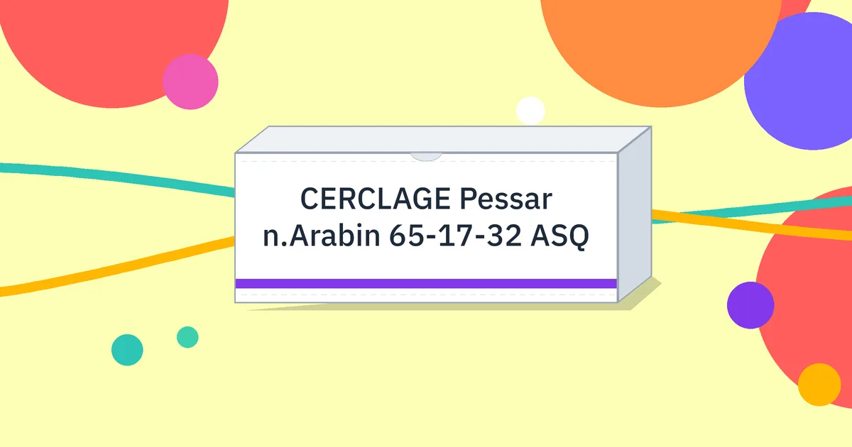 Symbolbild: Packung mit der Aufschrift CERCLAGE Pessar n.Arabin 65-17-32 ASQ (PZN 03373902) – Verfügbarkeit und Bezug in Apotheken in Frankfurt am Main