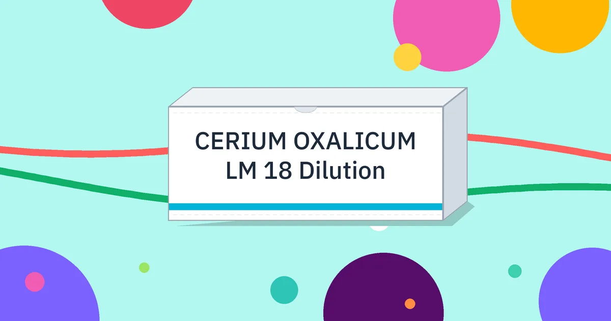 Symbolbild: Packung mit der Aufschrift CERIUM OXALICUM LM 18 Dilution (PZN 13438117) – Verfügbarkeit und Bezug in Apotheken in Frankfurt am Main