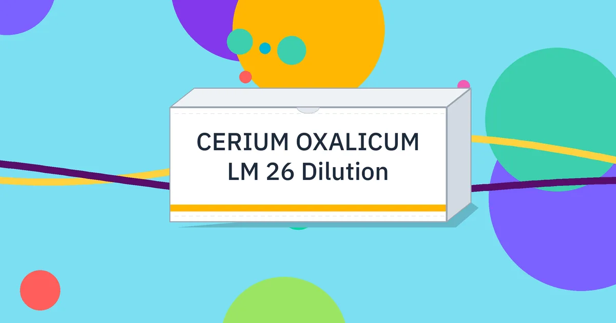 Symbolbild: Packung mit der Aufschrift CERIUM OXALICUM LM 26 Dilution (PZN 13438206) – Verfügbarkeit und Bezug in Apotheken in Frankfurt am Main