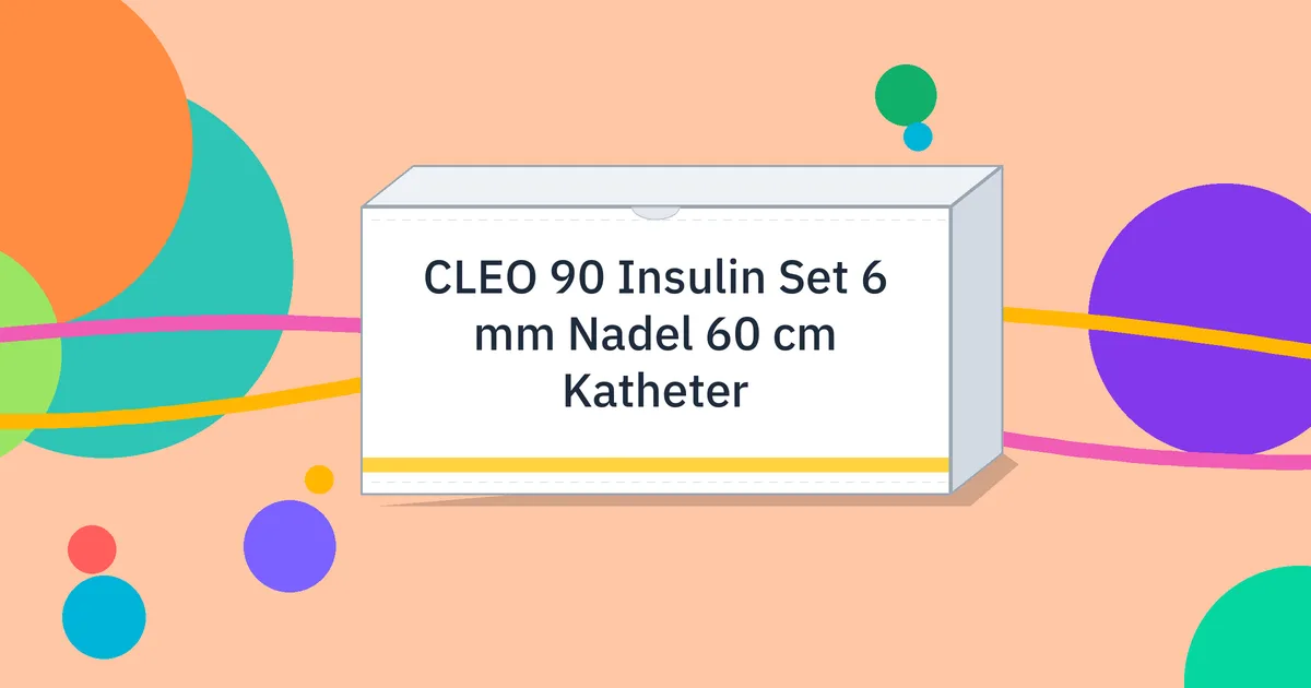Symbolbild: Packung mit der Aufschrift CLEO 90 Insulin Set 6 mm Nadel 60 cm Katheter (PZN 02903976) – Verfügbarkeit und Bezug in Apotheken in Frankfurt am Main