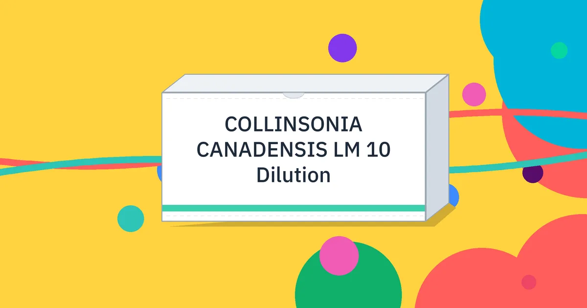 Symbolbild: Packung mit der Aufschrift COLLINSONIA CANADENSIS LM 10 Dilution (PZN 13447808) – Verfügbarkeit und Bezug in Apotheken in Frankfurt am Main
