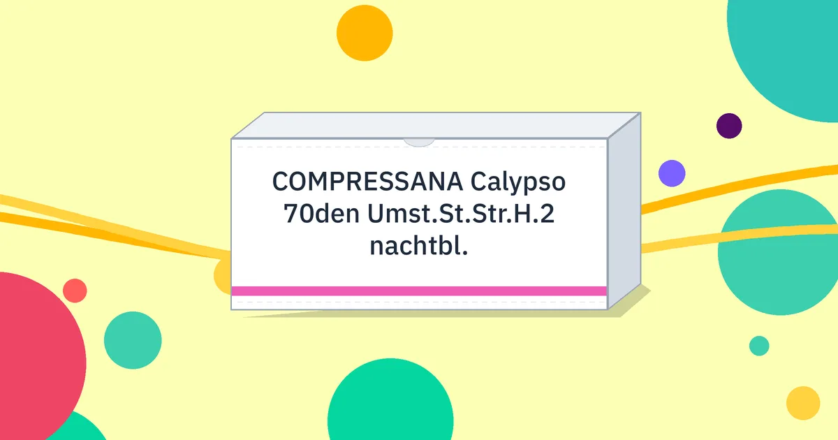Symbolbild: Packung mit der Aufschrift COMPRESSANA Calypso 70den Umst.St.Str.H.2 nachtbl. (PZN 07719160) – Verfügbarkeit und Bezug in Apotheken in Frankfurt am Main