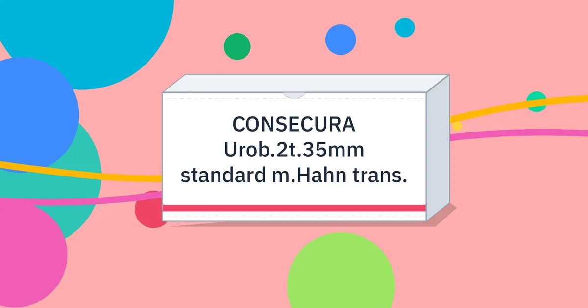 Symbolbild: Packung mit der Aufschrift CONSECURA Urob.2t.35mm standard m.Hahn trans. (PZN 00569680) – Verfügbarkeit und Bezug in Apotheken in Frankfurt am Main
