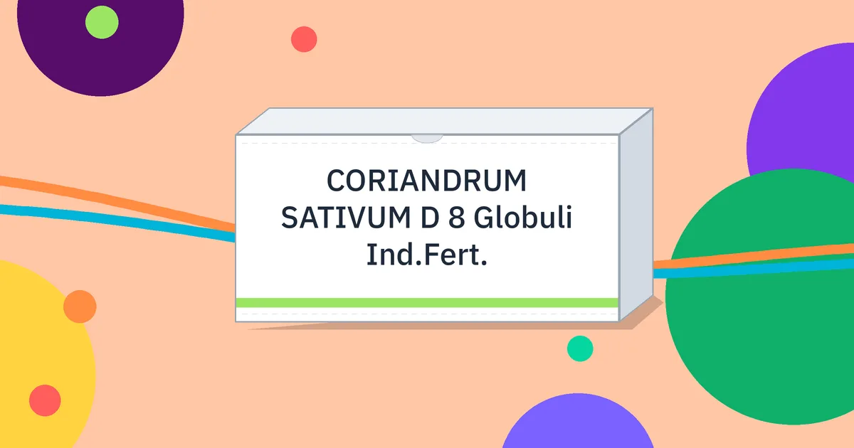 Symbolbild: Packung mit der Aufschrift CORIANDRUM SATIVUM D 8 Globuli Ind.Fert. (PZN 17701422) – Verfügbarkeit und Bezug in Apotheken in Frankfurt am Main