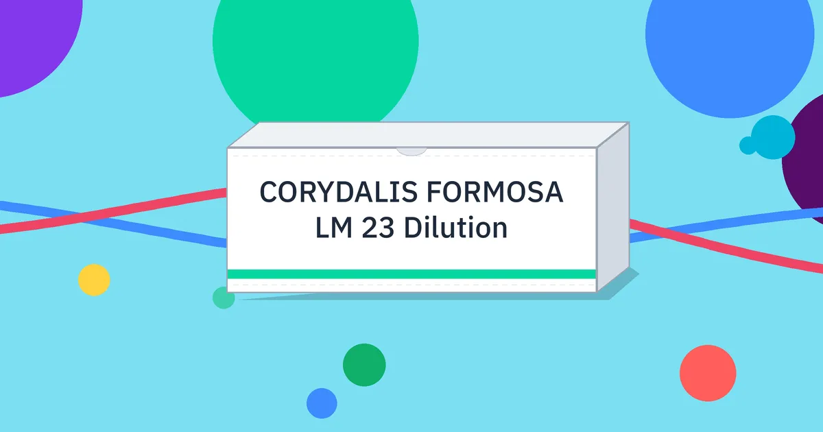 Symbolbild: Packung mit der Aufschrift CORYDALIS FORMOSA LM 23 Dilution (PZN 13454122) – Verfügbarkeit und Bezug in Apotheken in Frankfurt am Main