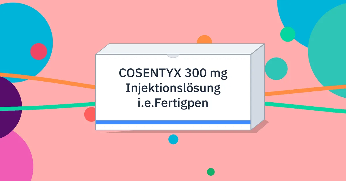 Symbolbild: Packung mit der Aufschrift COSENTYX 300 mg Injektionslösung i.e.Fertigpen (PZN 17824627) – Verfügbarkeit und Bezug in Apotheken in Frankfurt am Main