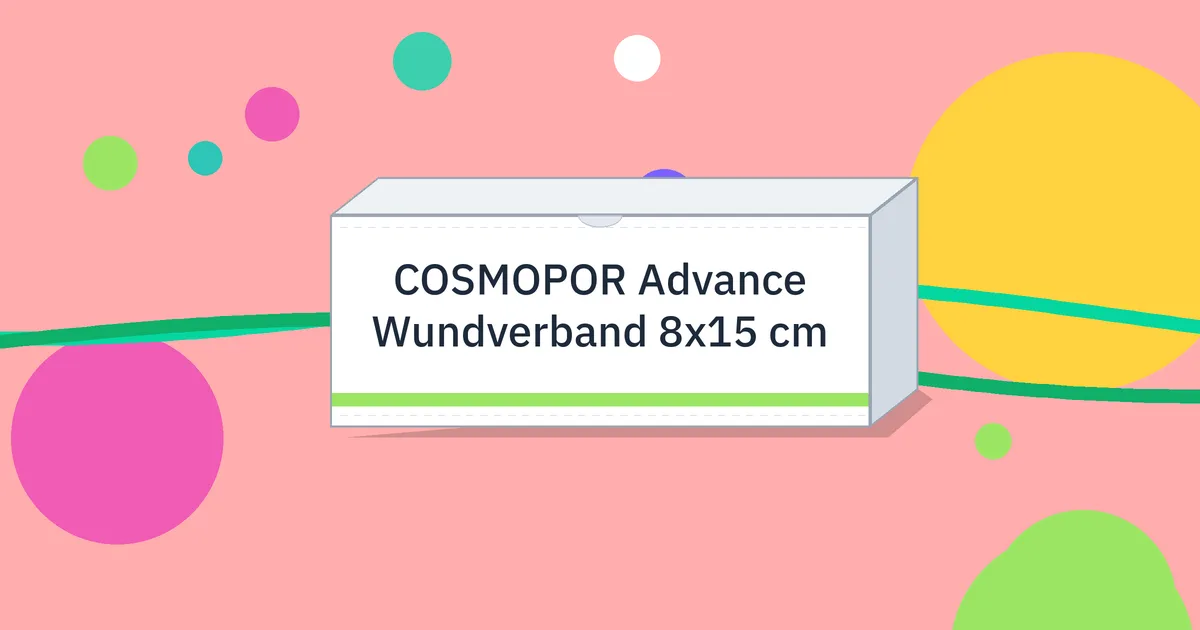 Symbolbild: Packung mit der Aufschrift COSMOPOR Advance Wundverband 8x15 cm (PZN 01847218) – Verfügbarkeit und Bezug in Apotheken in Frankfurt am Main
