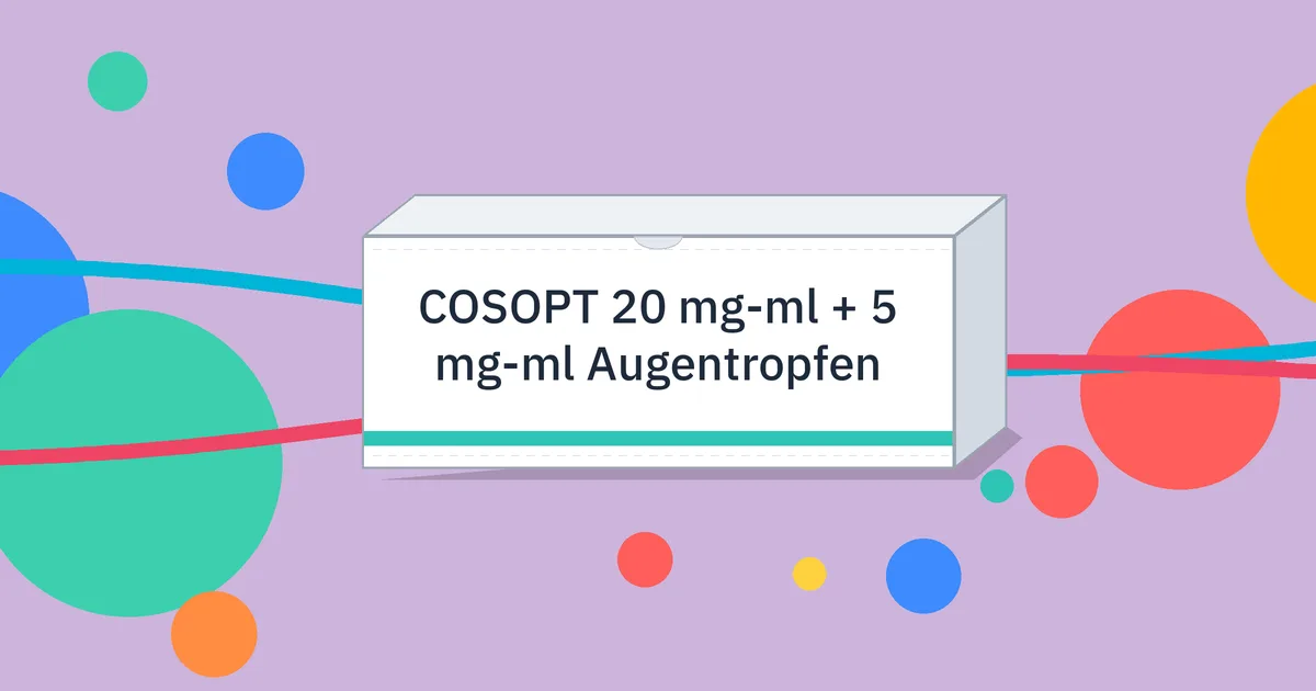 Symbolbild: Packung mit der Aufschrift COSOPT 20 mg-ml + 5 mg-ml Augentropfen (PZN 04131199) – Verfügbarkeit und Bezug in Apotheken in Frankfurt am Main