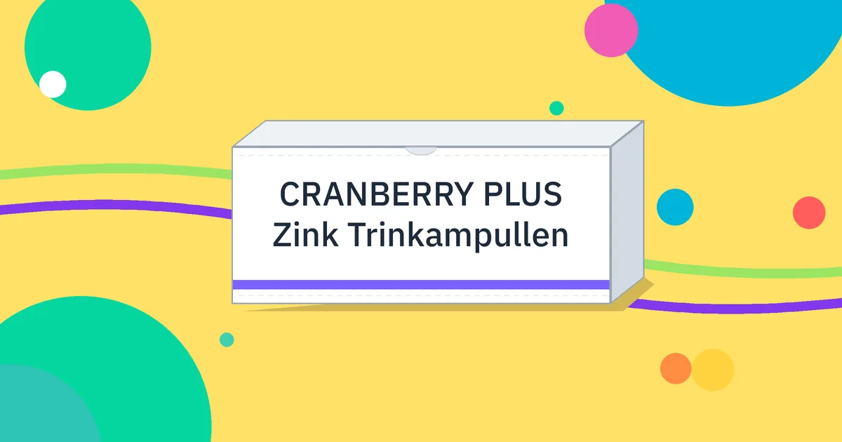 Symbolbild: Packung mit der Aufschrift CRANBERRY PLUS Zink Trinkampullen (PZN 14052420) – Verfügbarkeit und Bezug in Apotheken in Frankfurt am Main