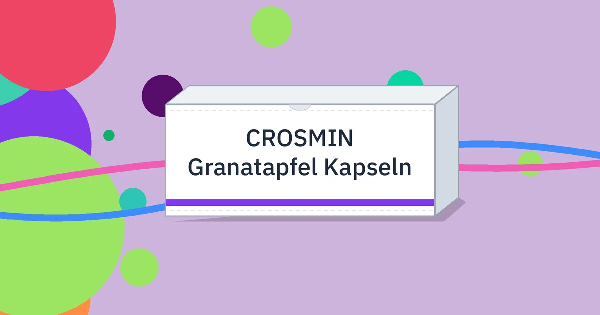 Symbolbild: Packung mit der Aufschrift CROSMIN Granatapfel Kapseln (PZN 01517478) – Verfügbarkeit und Bezug in Apotheken in Frankfurt am Main