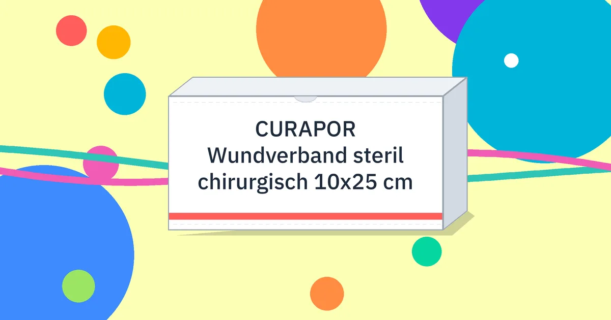 Symbolbild: Packung mit der Aufschrift CURAPOR Wundverband steril chirurgisch 10x25 cm (PZN 19144983) – Verfügbarkeit und Bezug in Apotheken in Frankfurt am Main