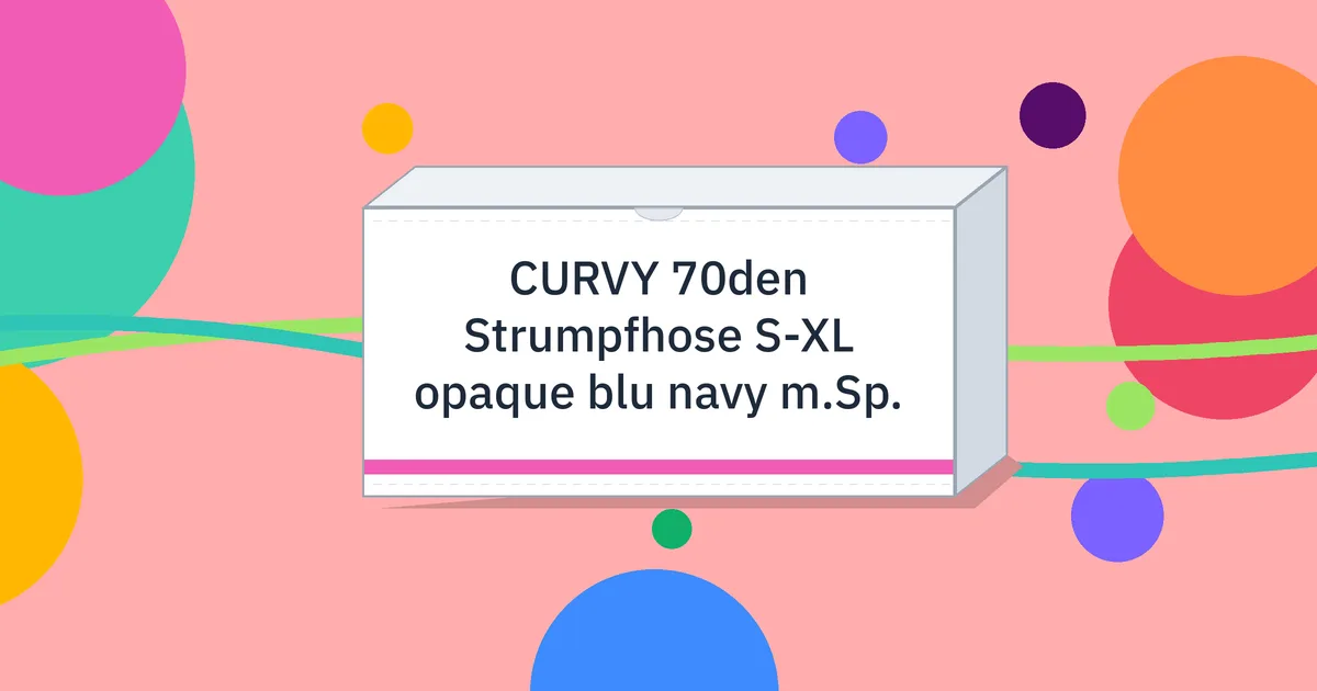 Symbolbild: Packung mit der Aufschrift CURVY 70den Strumpfhose S-XL opaque blu navy m.Sp. (PZN 16175919) – Verfügbarkeit und Bezug in Apotheken in Frankfurt am Main