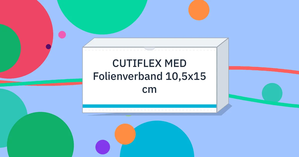 Symbolbild: Packung mit der Aufschrift CUTIFLEX MED Folienverband 10,5x15 cm (PZN 20111486) – Verfügbarkeit und Bezug in Apotheken in Frankfurt am Main