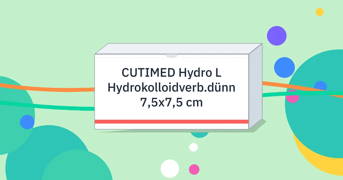 Symbolbild: Packung mit der Aufschrift CUTIMED Hydro L Hydrokolloidverb.dünn 7,5x7,5 cm (PZN 02784158) – Verfügbarkeit und Bezug in Apotheken in Frankfurt am Main