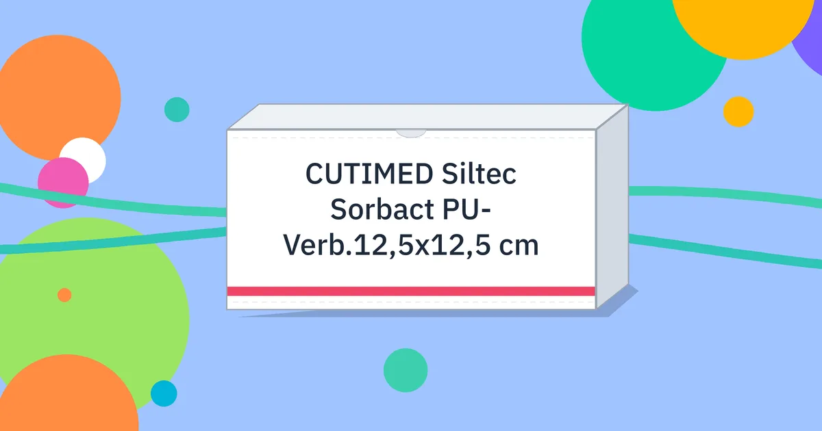 Symbolbild: Packung mit der Aufschrift CUTIMED Siltec Sorbact PU-Verb.12,5x12,5 cm (PZN 16595679) – Verfügbarkeit und Bezug in Apotheken in Frankfurt am Main