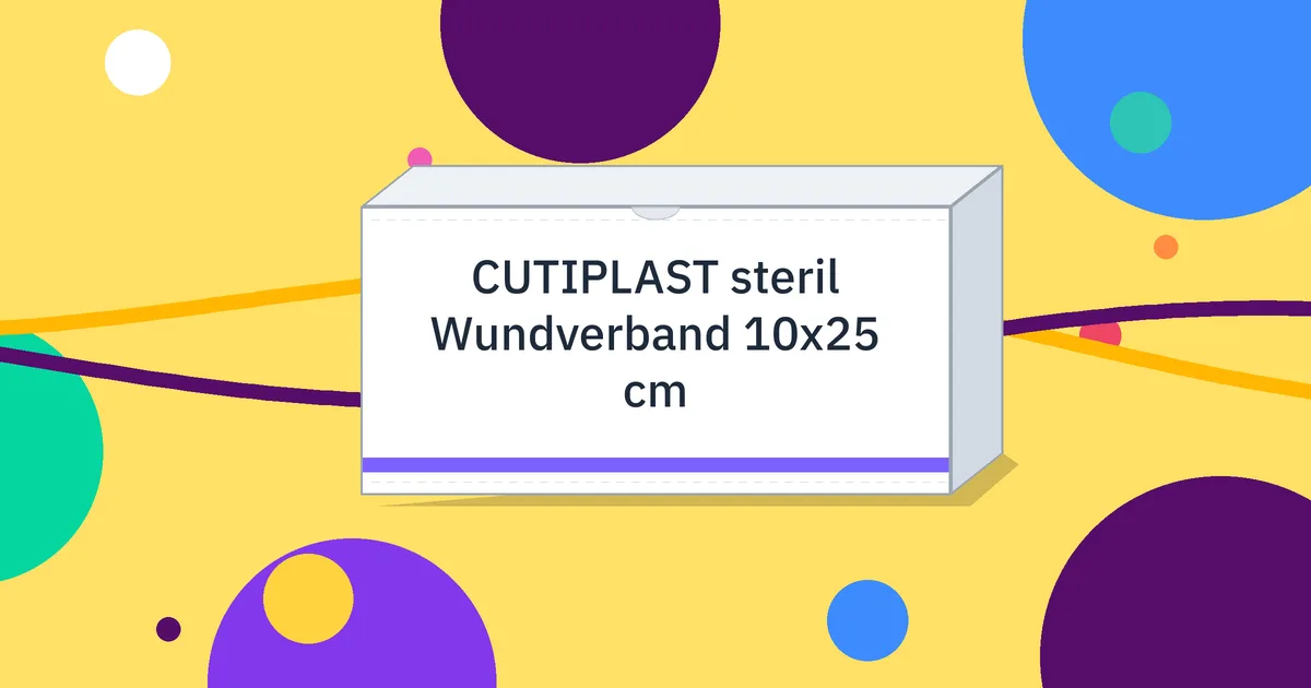 Symbolbild: Packung mit der Aufschrift CUTIPLAST steril Wundverband 10x25 cm (PZN 01131767) – Verfügbarkeit und Bezug in Apotheken in Frankfurt am Main
