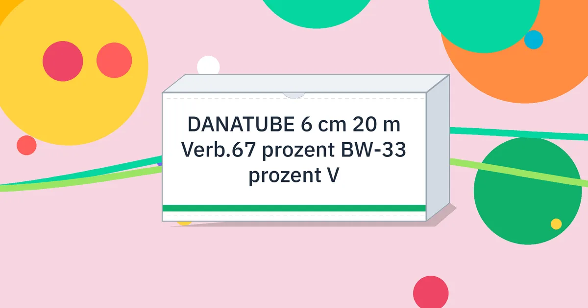 Symbolbild: Packung mit der Aufschrift DANATUBE 6 cm 20 m Verb.67 prozent BW-33 prozent V (PZN 07637189) – Verfügbarkeit und Bezug in Apotheken in Frankfurt am Main
