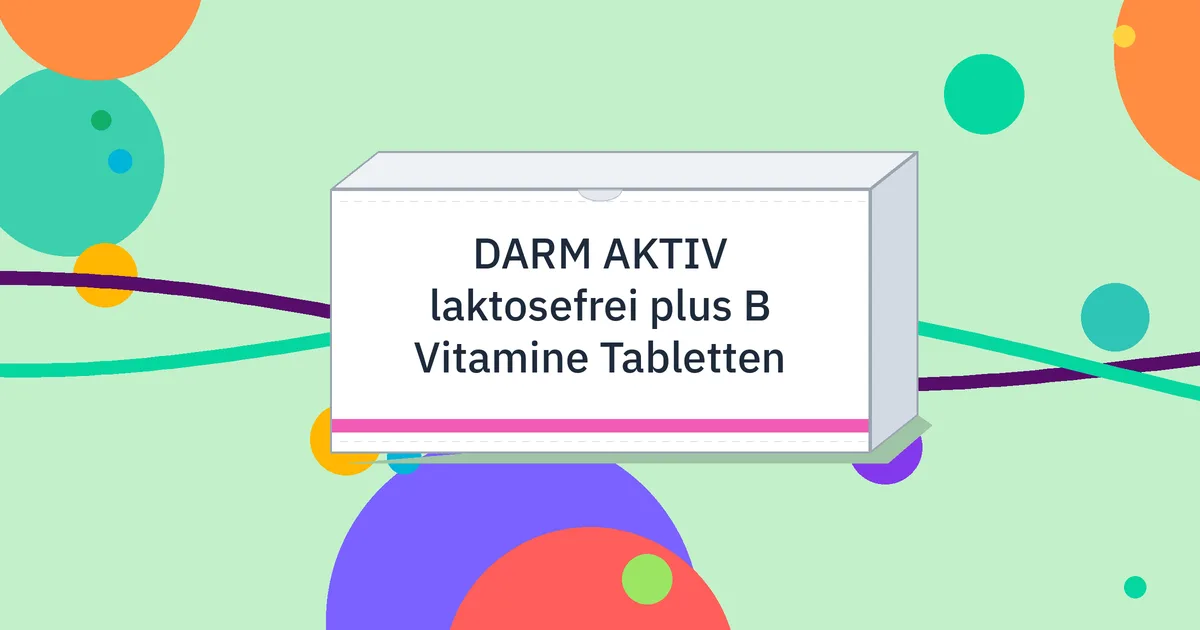 Symbolbild: Packung mit der Aufschrift DARM AKTIV laktosefrei plus B Vitamine Tabletten (PZN 16527689) – Verfügbarkeit und Bezug in Apotheken in Frankfurt am Main
