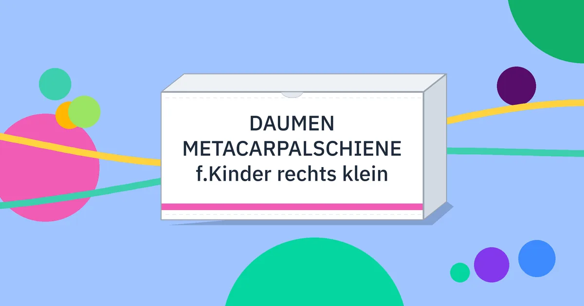 Symbolbild: Packung mit der Aufschrift DAUMEN METACARPALSCHIENE f.Kinder rechts klein (PZN 02639255) – Verfügbarkeit und Bezug in Apotheken in Frankfurt am Main