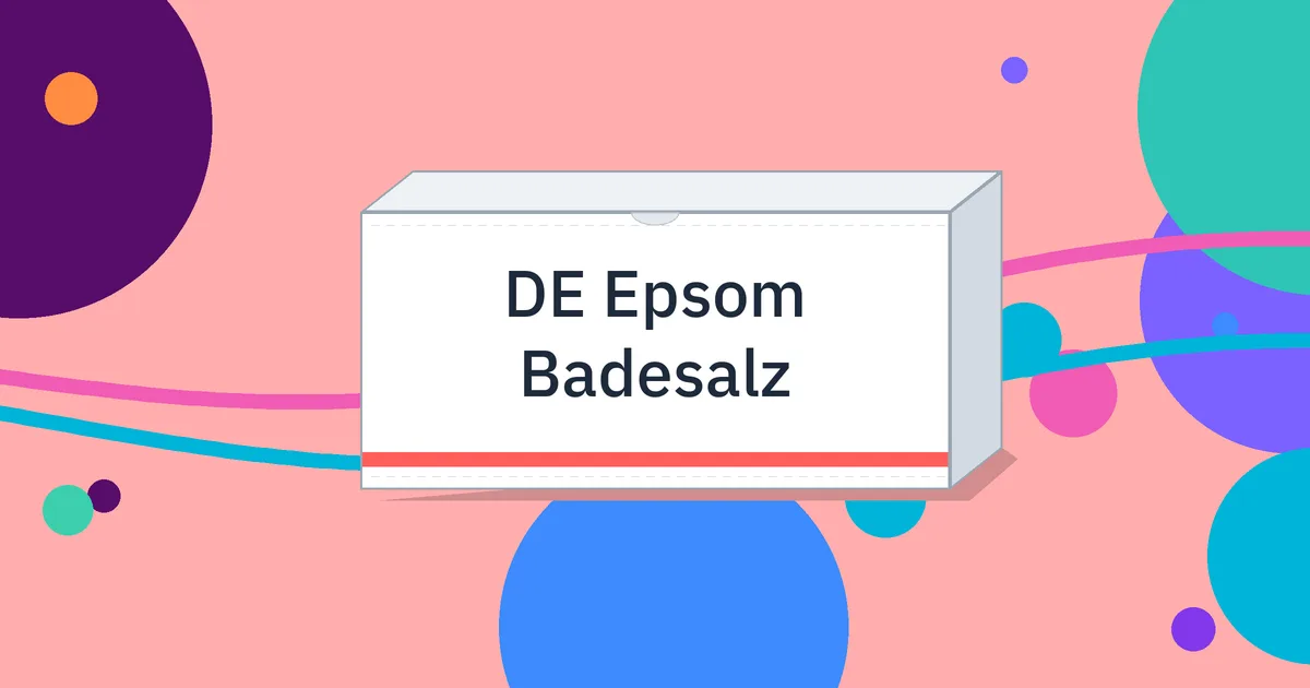 Symbolbild: Packung mit der Aufschrift DE Epsom Badesalz (PZN 17165917) – Verfügbarkeit und Bezug in Apotheken in Frankfurt am Main