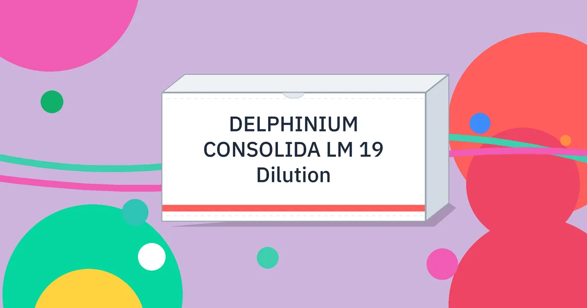 Symbolbild: Packung mit der Aufschrift DELPHINIUM CONSOLIDA LM 19 Dilution (PZN 13463374) – Verfügbarkeit und Bezug in Apotheken in Frankfurt am Main