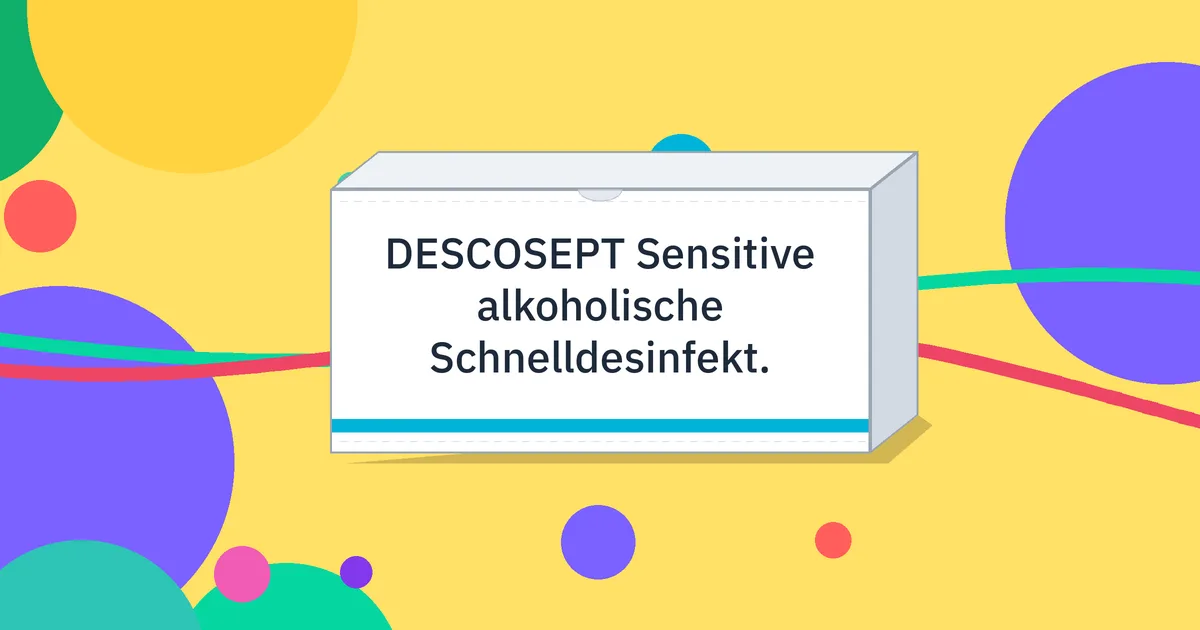 Symbolbild: Packung mit der Aufschrift DESCOSEPT Sensitive alkoholische Schnelldesinfekt. (PZN 15573204) – Verfügbarkeit und Bezug in Apotheken in Frankfurt am Main