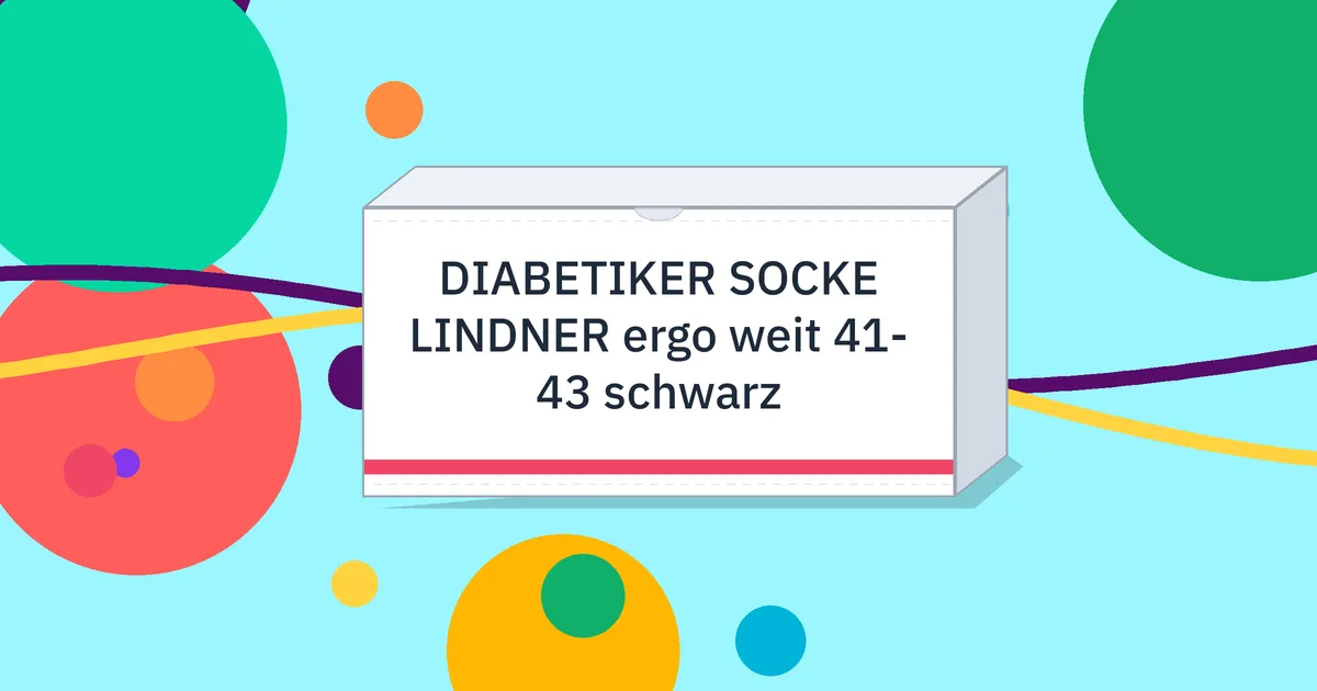Symbolbild: Packung mit der Aufschrift DIABETIKER SOCKE LINDNER ergo weit 41-43 schwarz (PZN 11124745) – Verfügbarkeit und Bezug in Apotheken in Frankfurt am Main