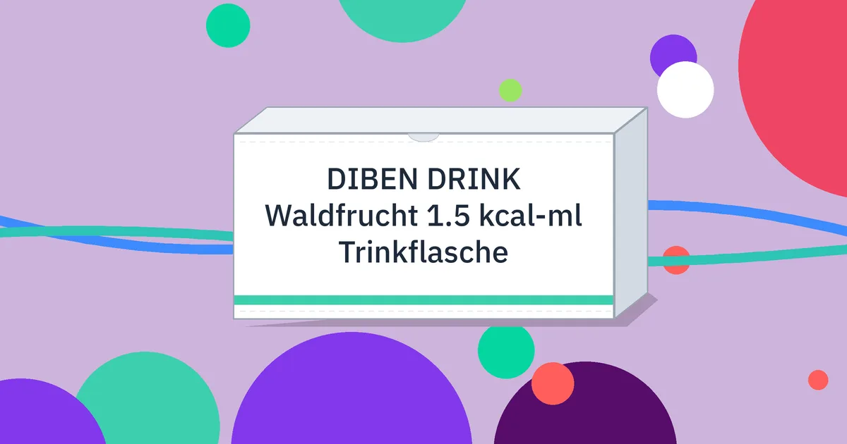 Symbolbild: Packung mit der Aufschrift DIBEN DRINK Waldfrucht 1.5 kcal-ml Trinkflasche (PZN 05905208) – Verfügbarkeit und Bezug in Apotheken in Frankfurt am Main
