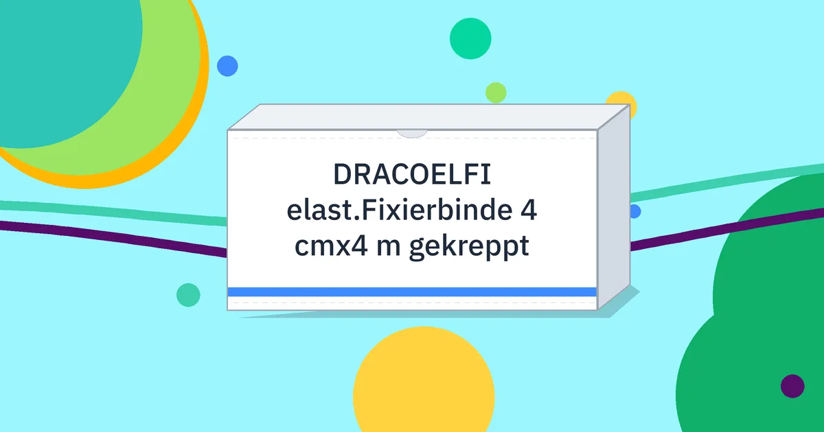 Symbolbild: Packung mit der Aufschrift DRACOELFI elast.Fixierbinde 4 cmx4 m gekreppt (PZN 00736267) – Verfügbarkeit und Bezug in Apotheken in Frankfurt am Main