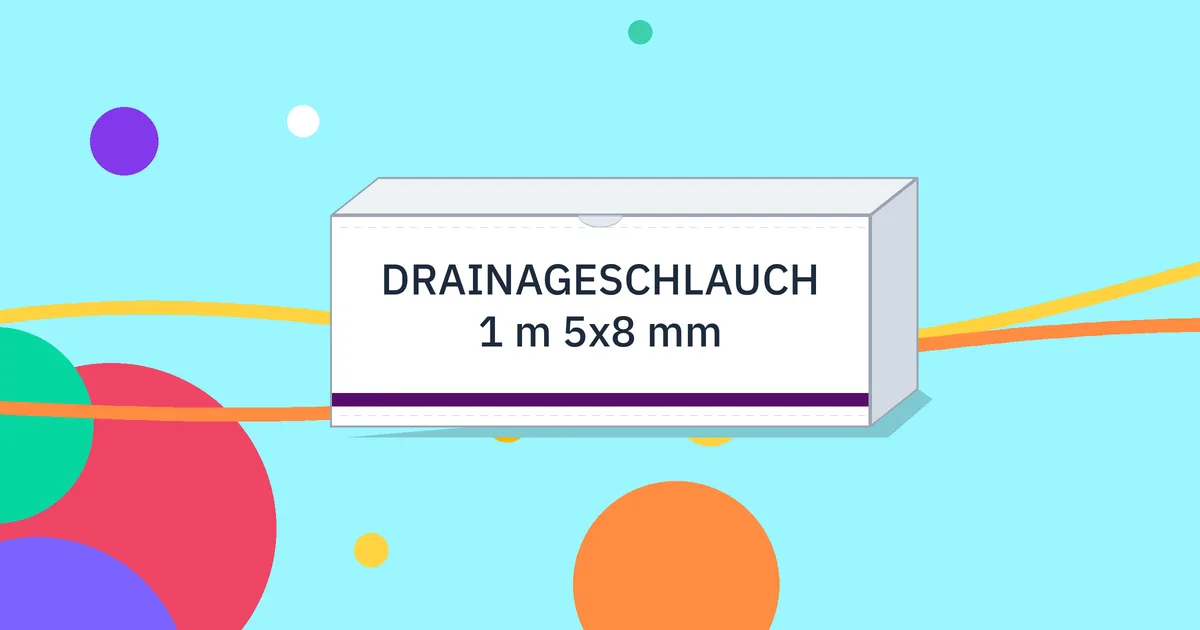 Symbolbild: Packung mit der Aufschrift DRAINAGESCHLAUCH 1 m 5x8 mm (PZN 01726319) – Verfügbarkeit und Bezug in Apotheken in Frankfurt am Main