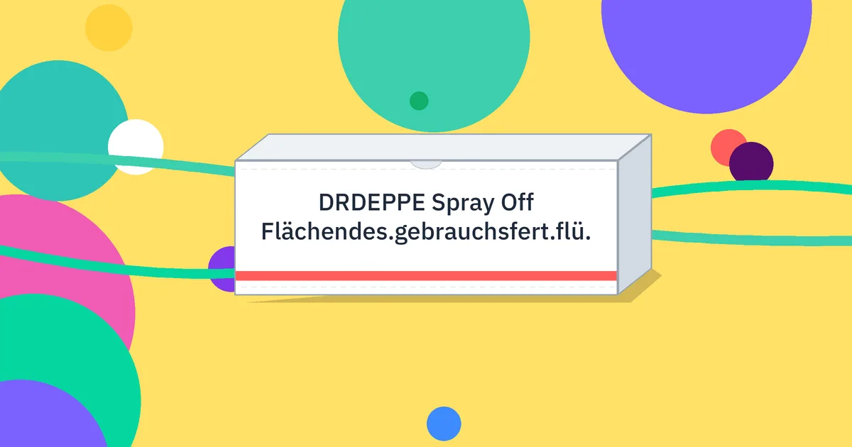 Symbolbild: Packung mit der Aufschrift DRDEPPE Spray Off Flächendes.gebrauchsfert.flü. (PZN 18313165) – Verfügbarkeit und Bezug in Apotheken in Frankfurt am Main