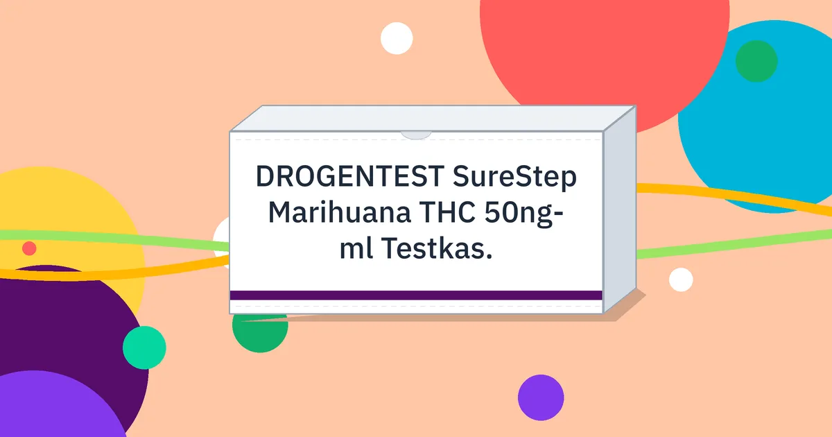 Symbolbild: Packung mit der Aufschrift DROGENTEST SureStep Marihuana THC 50ng-ml Testkas. (PZN 16573577) – Verfügbarkeit und Bezug in Apotheken in Frankfurt am Main