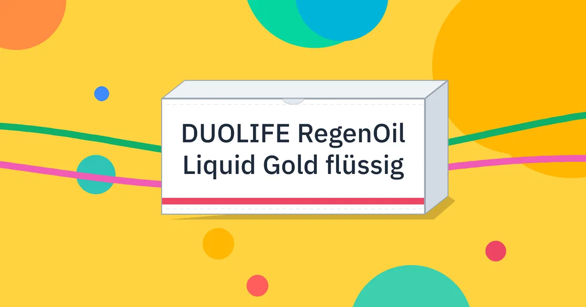 Symbolbild: Packung mit der Aufschrift DUOLIFE RegenOil Liquid Gold flüssig (PZN 16613443) – Verfügbarkeit und Bezug in Apotheken in Frankfurt am Main