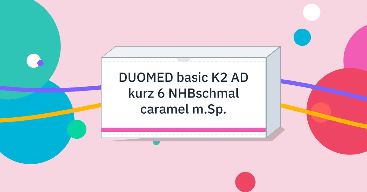 Symbolbild: Packung mit der Aufschrift DUOMED basic K2 AD kurz 6 NHBschmal caramel m.Sp. (PZN 20907765) – Verfügbarkeit und Bezug in Apotheken in Frankfurt am Main