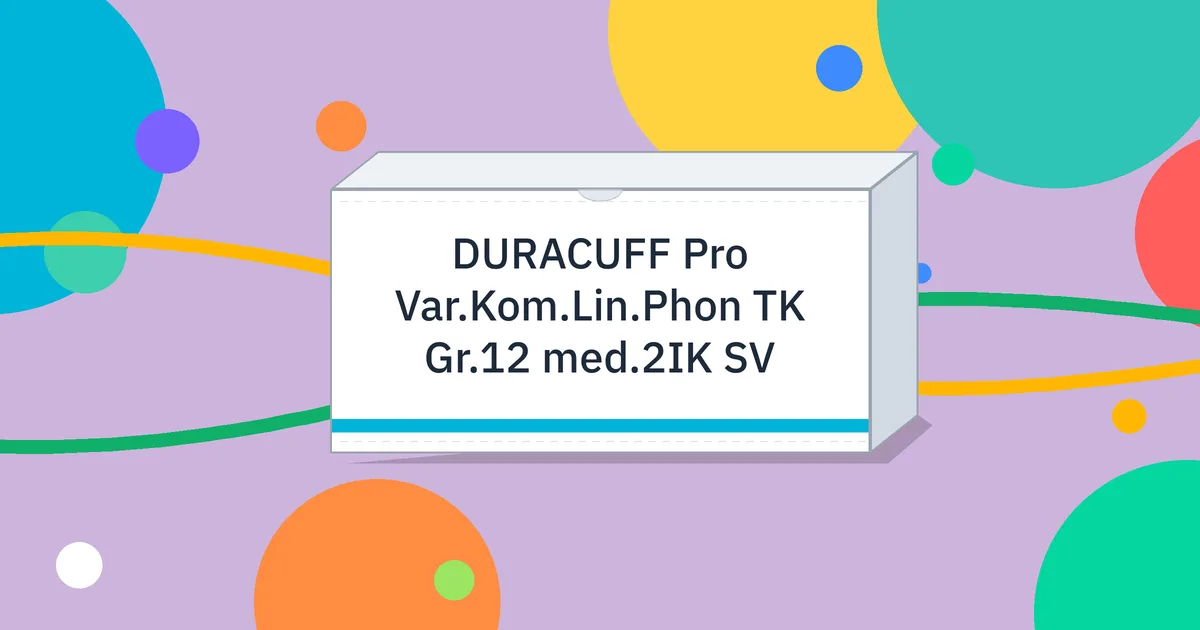 Symbolbild: Packung mit der Aufschrift DURACUFF Pro Var.Kom.Lin.Phon TK Gr.12 med.2IK SV (PZN 19245135) – Verfügbarkeit und Bezug in Apotheken in Frankfurt am Main