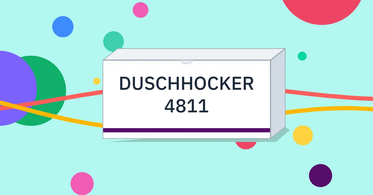 Symbolbild: Packung mit der Aufschrift DUSCHHOCKER 4811 (PZN 03108353) – Verfügbarkeit und Bezug in Apotheken in Frankfurt am Main