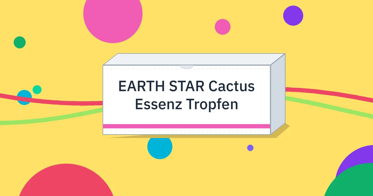 Symbolbild: Packung mit der Aufschrift EARTH STAR Cactus Essenz Tropfen (PZN 19406928) – Verfügbarkeit und Bezug in Apotheken in Frankfurt am Main
