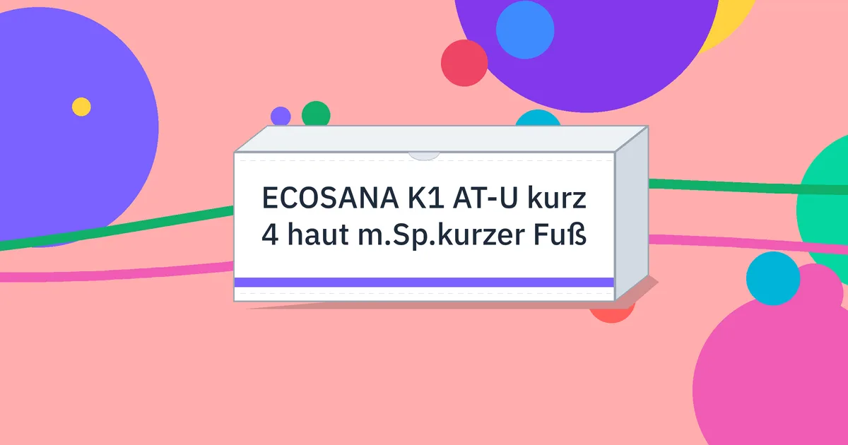 Symbolbild: Packung mit der Aufschrift ECOSANA K1 AT-U kurz 4 haut m.Sp.kurzer Fuß (PZN 04734354) – Verfügbarkeit und Bezug in Apotheken in Frankfurt am Main