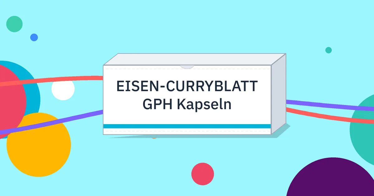 Symbolbild: Packung mit der Aufschrift EISEN-CURRYBLATT GPH Kapseln (PZN 11219948) – Verfügbarkeit und Bezug in Apotheken in Frankfurt am Main