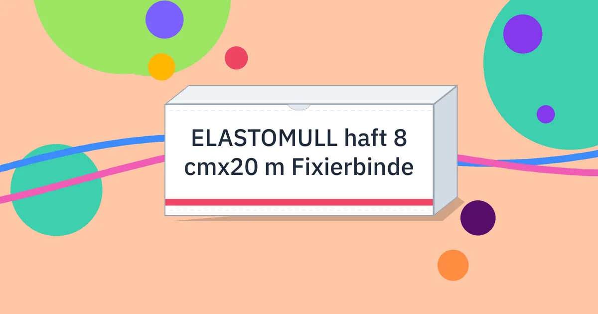 Symbolbild: Packung mit der Aufschrift ELASTOMULL haft 8 cmx20 m Fixierbinde (PZN 19134631) – Verfügbarkeit und Bezug in Apotheken in Frankfurt am Main