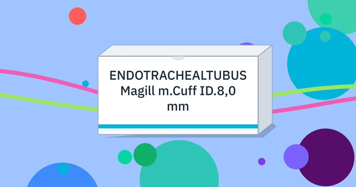 Symbolbild: Packung mit der Aufschrift ENDOTRACHEALTUBUS Magill m.Cuff ID.8,0 mm (PZN 07217464) – Verfügbarkeit und Bezug in Apotheken in Frankfurt am Main