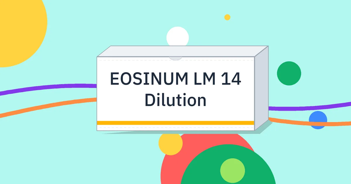 Symbolbild: Packung mit der Aufschrift EOSINUM LM 14 Dilution (PZN 16704648) – Verfügbarkeit und Bezug in Apotheken in Frankfurt am Main