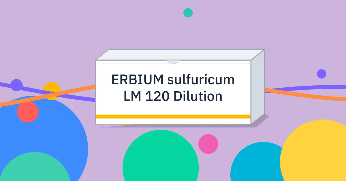 Symbolbild: Packung mit der Aufschrift ERBIUM sulfuricum LM 120 Dilution (PZN 13474202) – Verfügbarkeit und Bezug in Apotheken in Frankfurt am Main