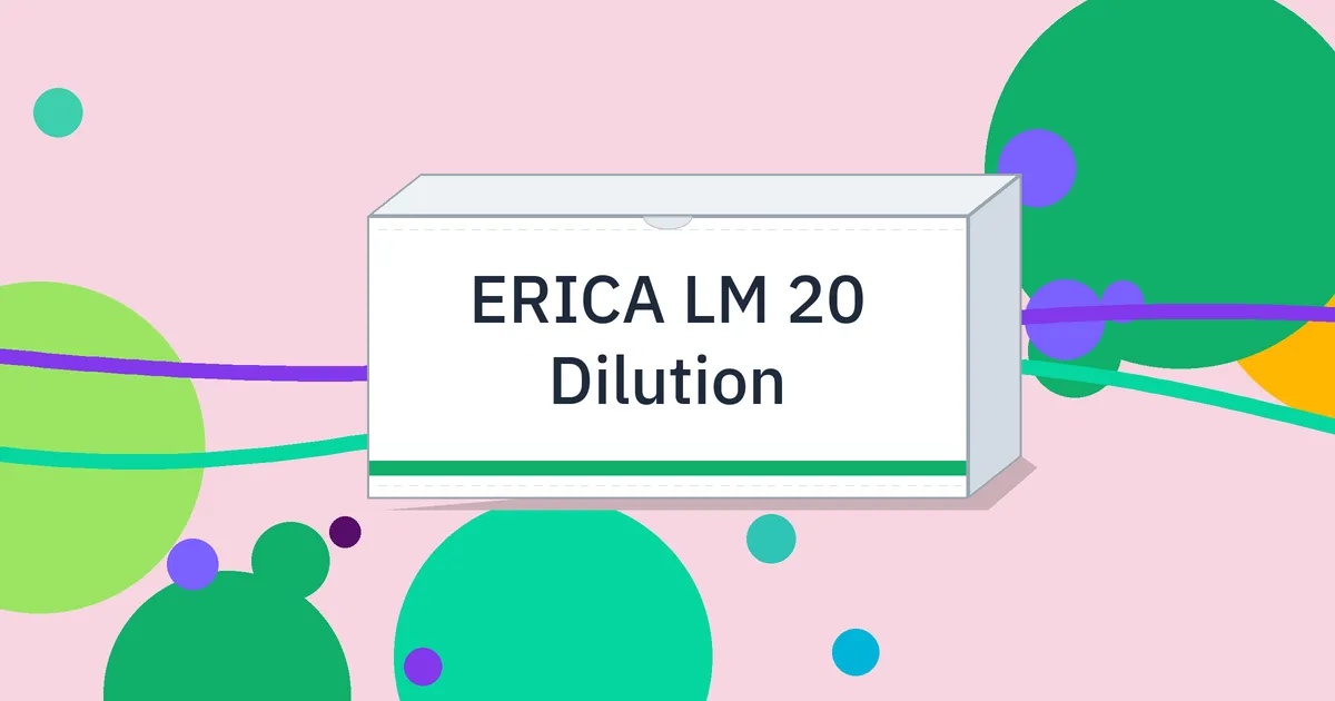 Symbolbild: Packung mit der Aufschrift ERICA LM 20 Dilution (PZN 13477761) – Verfügbarkeit und Bezug in Apotheken in Frankfurt am Main