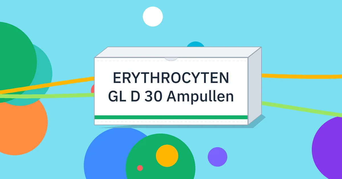 Symbolbild: Packung mit der Aufschrift ERYTHROCYTEN GL D 30 Ampullen (PZN 03357547) – Verfügbarkeit und Bezug in Apotheken in Frankfurt am Main