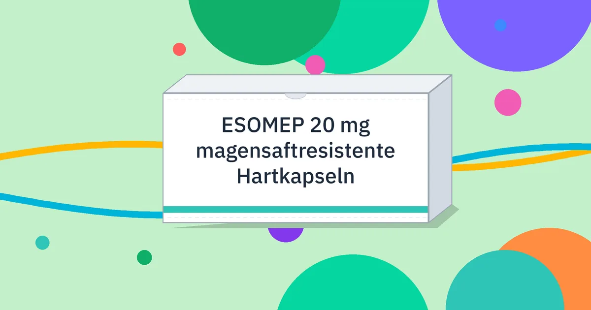 Symbolbild: Packung mit der Aufschrift ESOMEP 20 mg magensaftresistente Hartkapseln (PZN 06907037) – Verfügbarkeit und Bezug in Apotheken in Frankfurt am Main