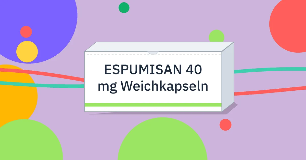 Symbolbild: Packung mit der Aufschrift ESPUMISAN 40 mg Weichkapseln (PZN 02400318) – Verfügbarkeit und Bezug in Apotheken in Frankfurt am Main