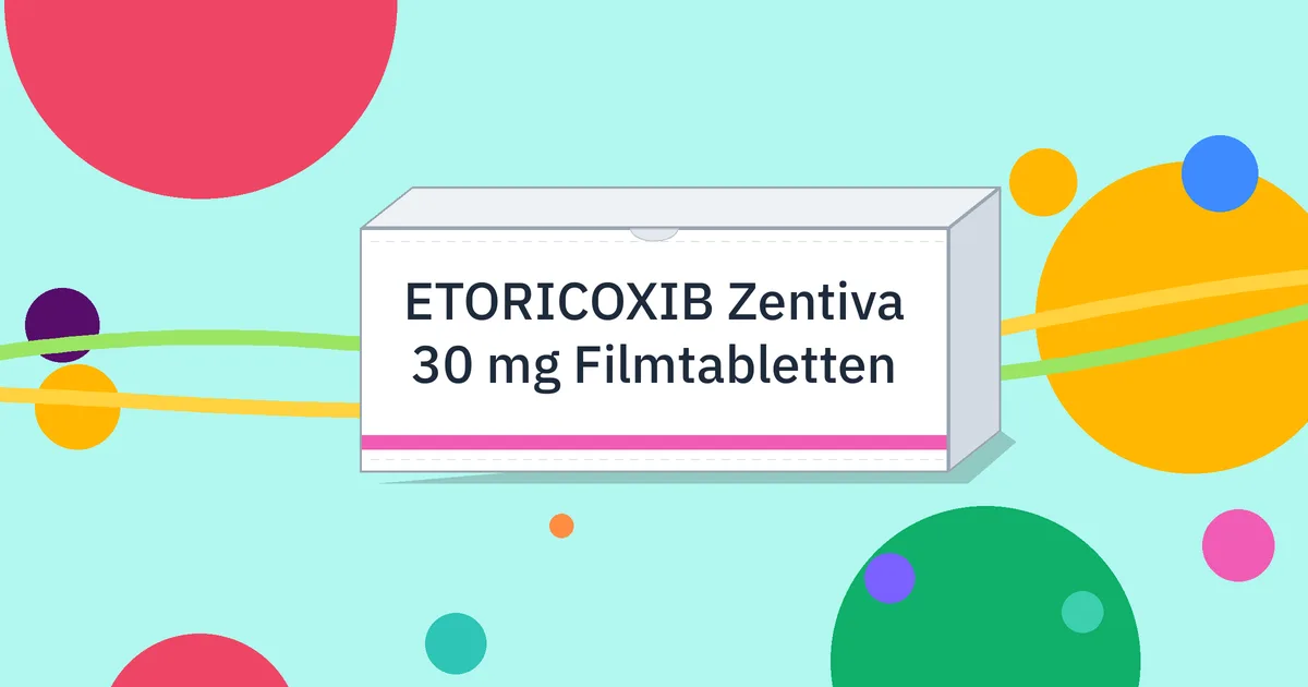 Symbolbild: Packung mit der Aufschrift ETORICOXIB Zentiva 30 mg Filmtabletten (PZN 12585514) – Verfügbarkeit und Bezug in Apotheken in Frankfurt am Main