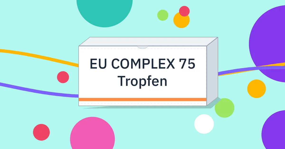 Symbolbild: Packung mit der Aufschrift EU COMPLEX 75 Tropfen (PZN 18351326) – Verfügbarkeit und Bezug in Apotheken in Frankfurt am Main